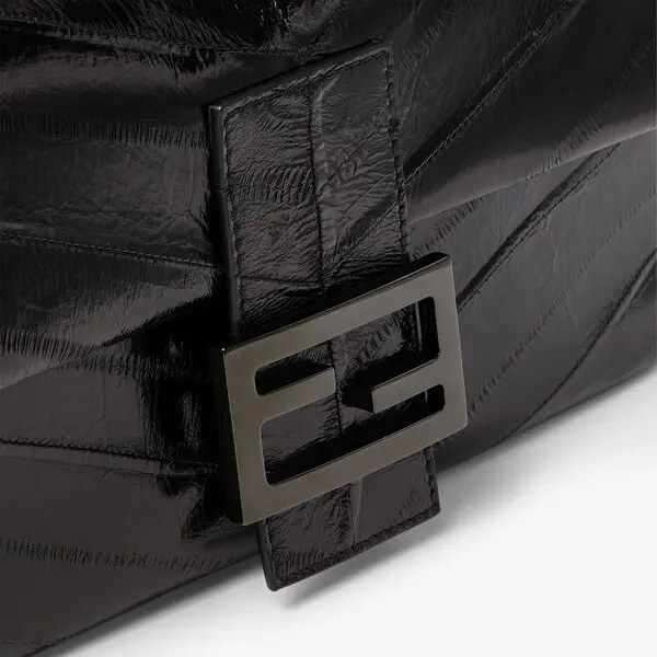 Fendi Baguette® 26424 Black Inlaid Hagfish Leather Bag